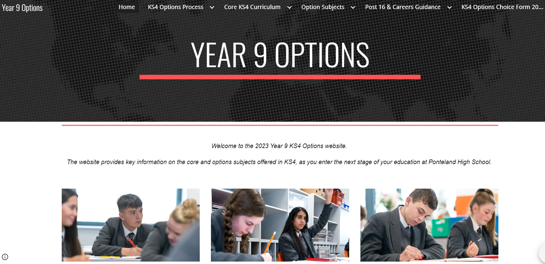 Year 9 KS4 Options Website - Ponteland High School, Northumberland